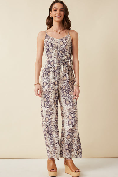 Surplice Wide Leg Snake Print Jumpsuit For Women | Boho Inspired ...
