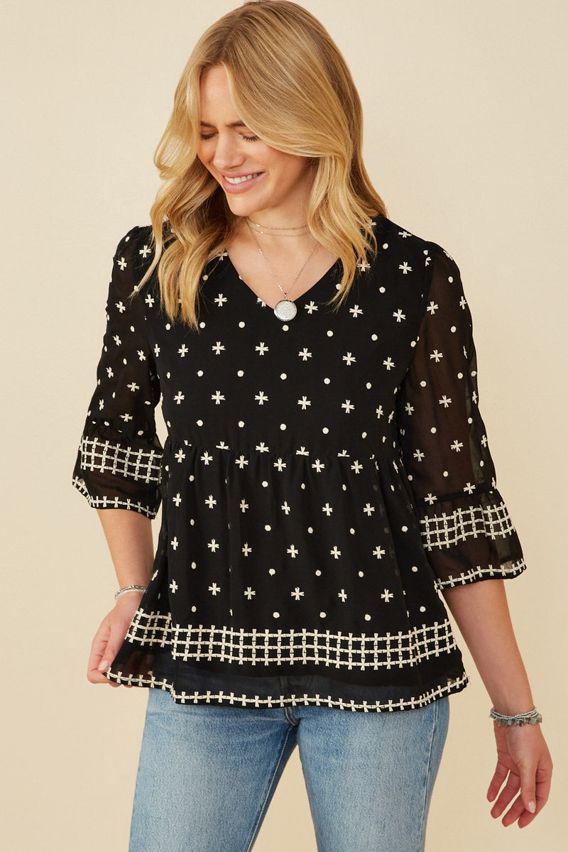 Embroidered Tulip Sleeve Top | Boho Inspired Inclusive Outfits – Hayden ...